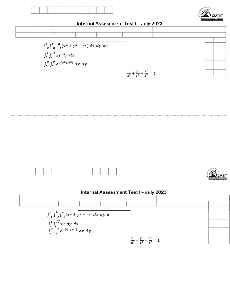 IAT-I Question Paper With Solution of 22BMATS201 Mathematics II For Cse July-2023-Shweta Gaur ...