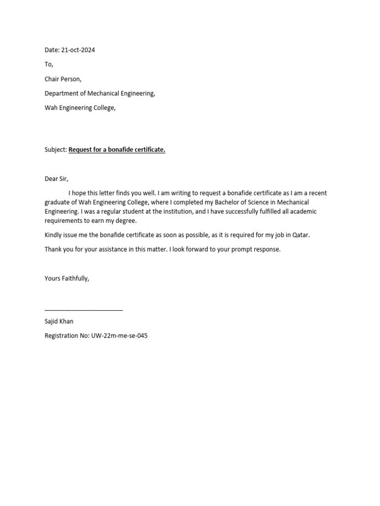 Letter by Sajid | PDF