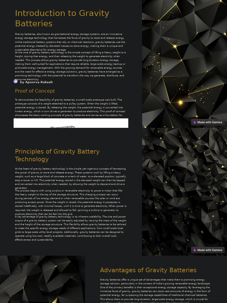 Introduction To Gravity Batteries | PDF | Energy Storage | Renewable Energy