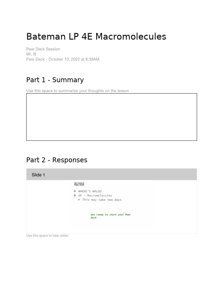 Bateman LP 4E Macromolecules - Pear Deck Session - Kathryn Mokhov | PDF ...