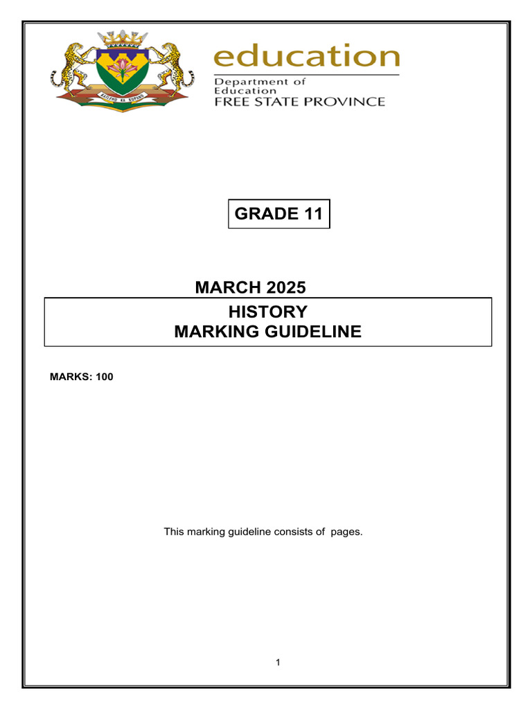 Grade 11 History Marking Guidelines 2025 | PDF | New Deal | Essays
