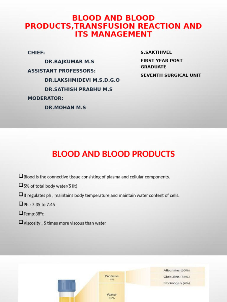 Blood Transfusion Reactions & Management | PDF | Blood Transfusion ...