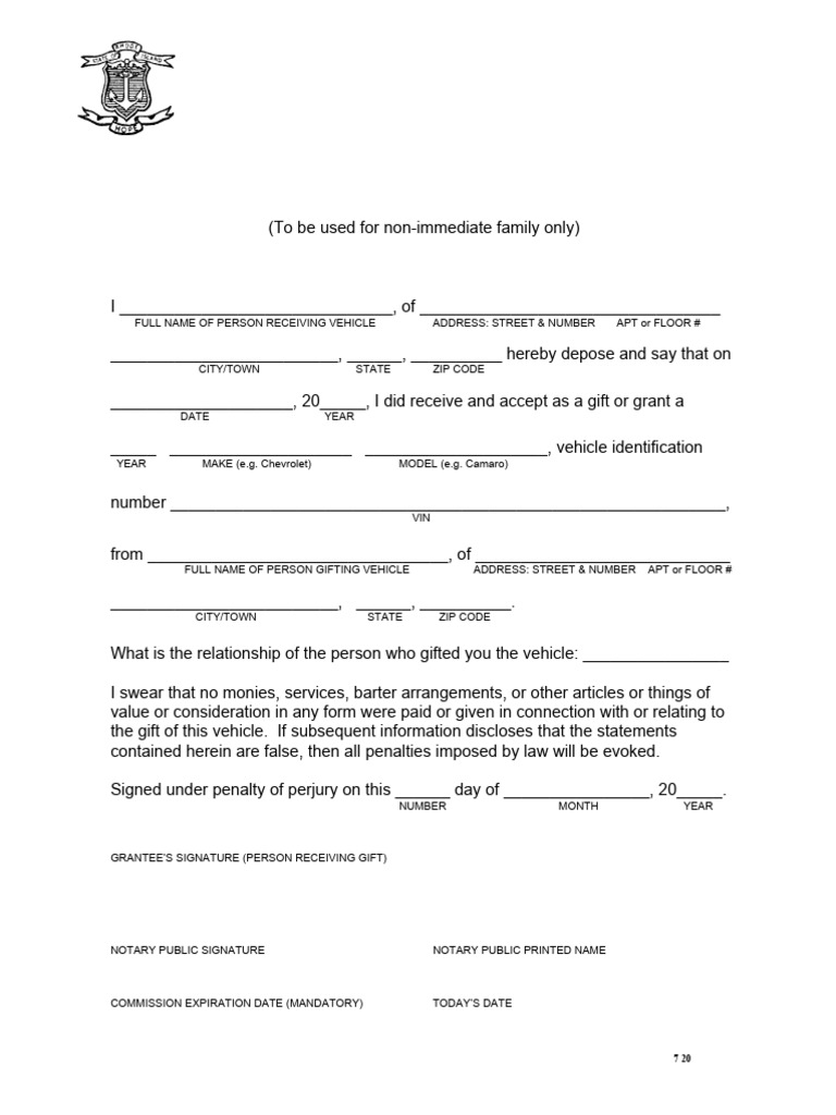 RI Vehicle Gift Affidavit Form SU 87-65 | PDF | Affidavit | Taxes
