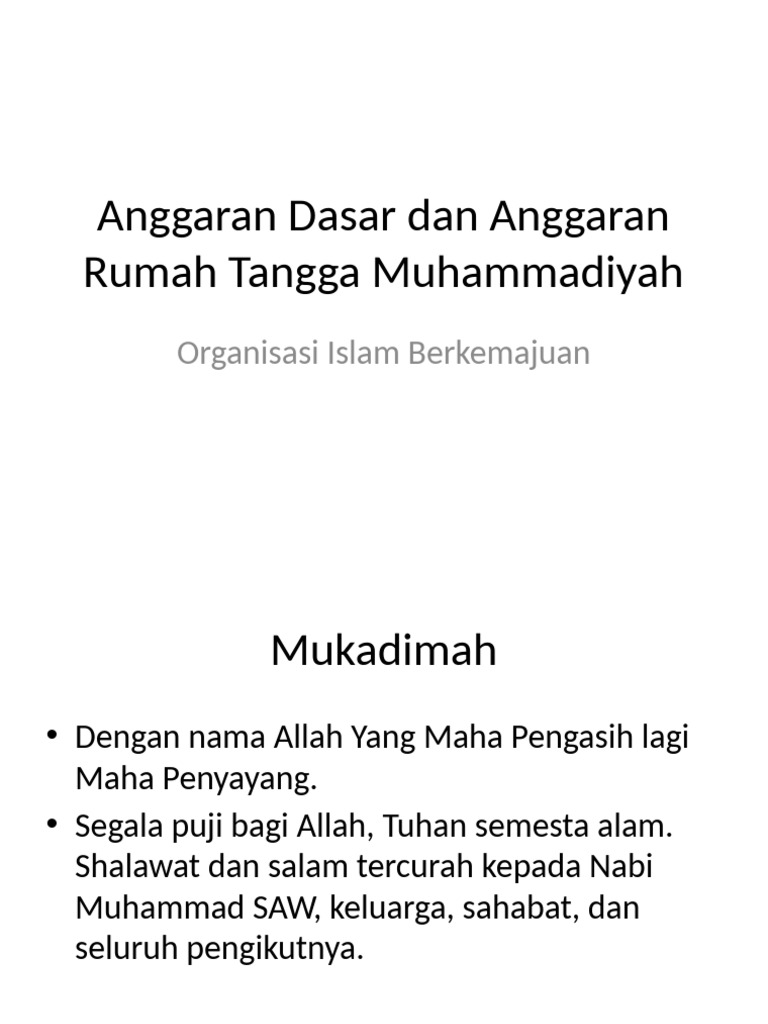 Muhammadiyah AD ART Muktamar48 Dilengkapi | PDF