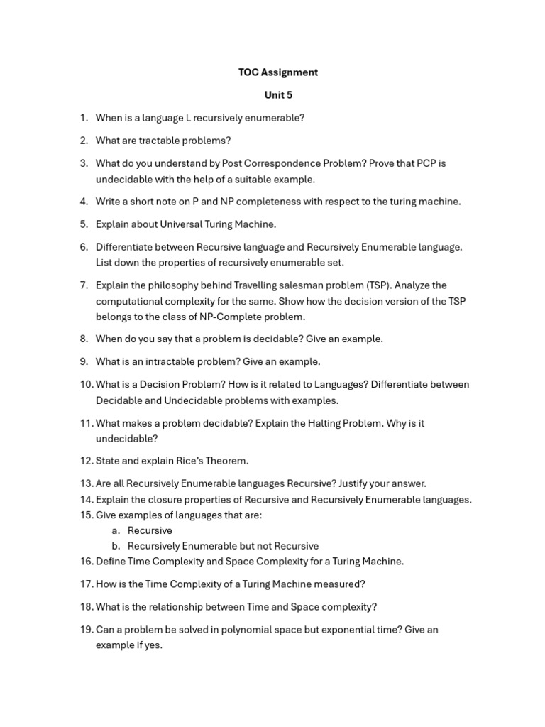 TOC Assignment Unit 5-1 | PDF