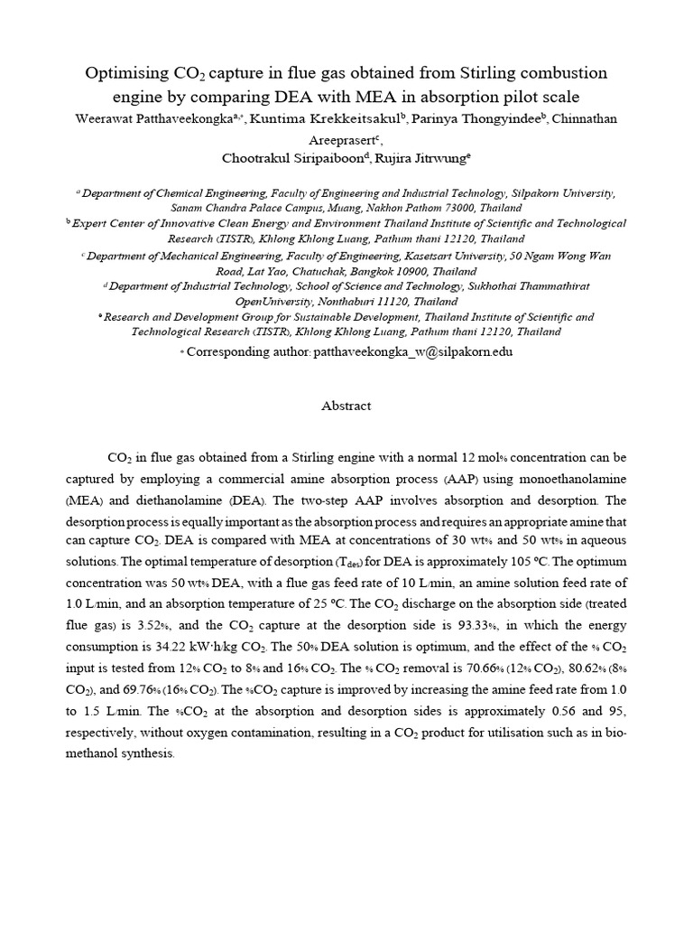 CO2 Capture Optimization in Flue Gas | PDF | Carbon Dioxide | Natural Gas