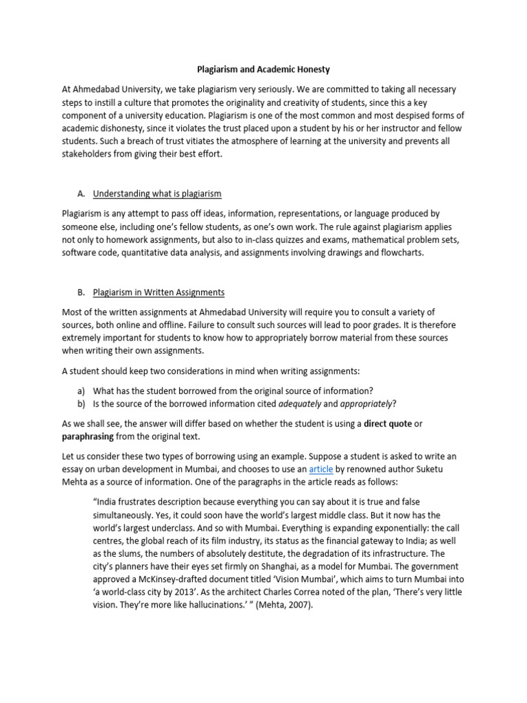 Plagiarism and Academic Honesty | PDF | Plagiarism | Academic Dishonesty