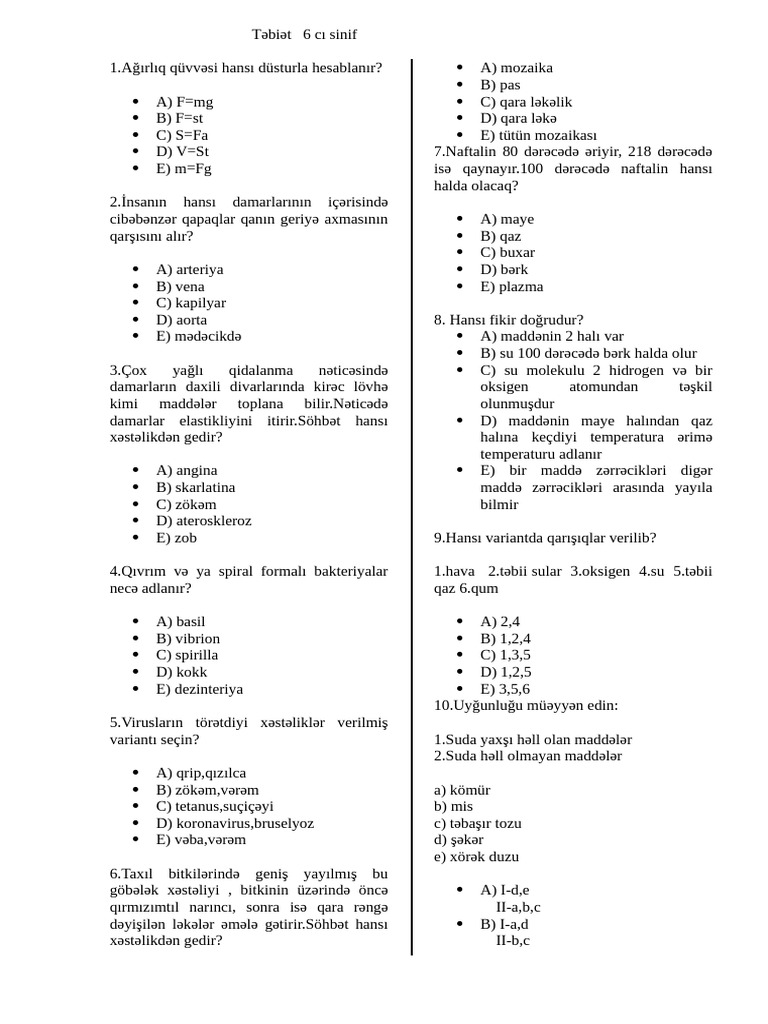 Yeni Abituriyent Nəşriyyatı Monitorinq 6-Cı Sinif | PDF
