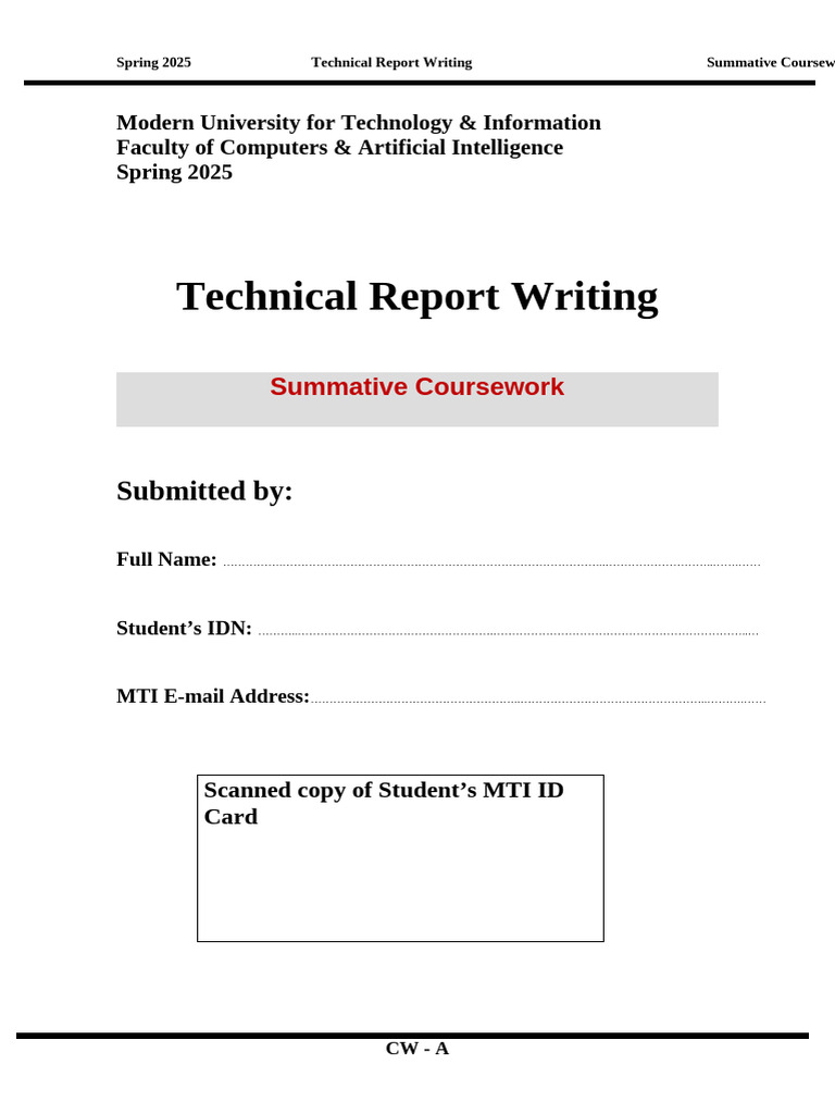 TRW - Summative Assignment - Spring 2025 | PDF | Résumé | Proofreading