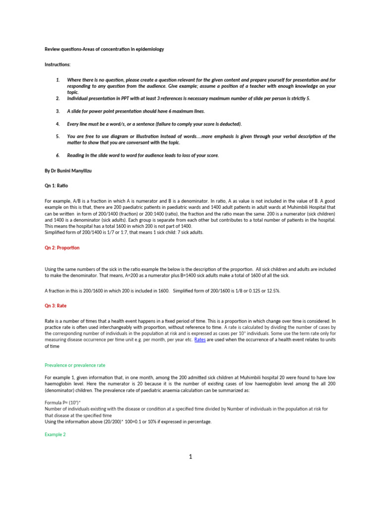 Epidemiology_Questions (1) | PDF | Relative Risk | Incidence (Epidemiology)