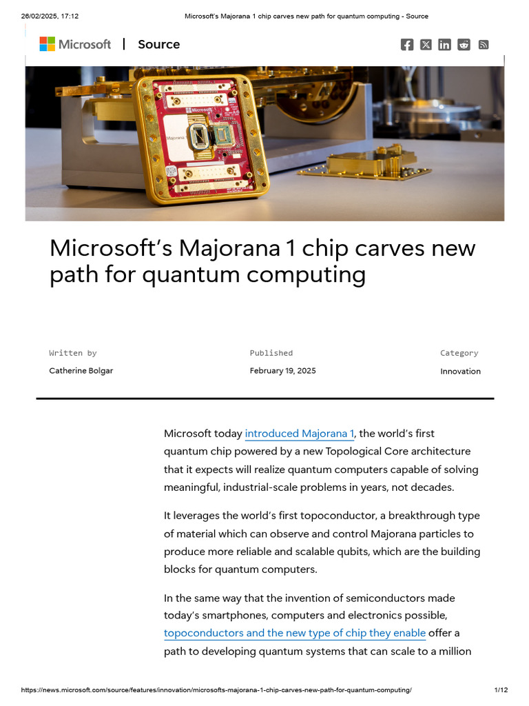 Microsoft Majorana 1 Chip Overview | PDF | Quantum Computing | Physical ...