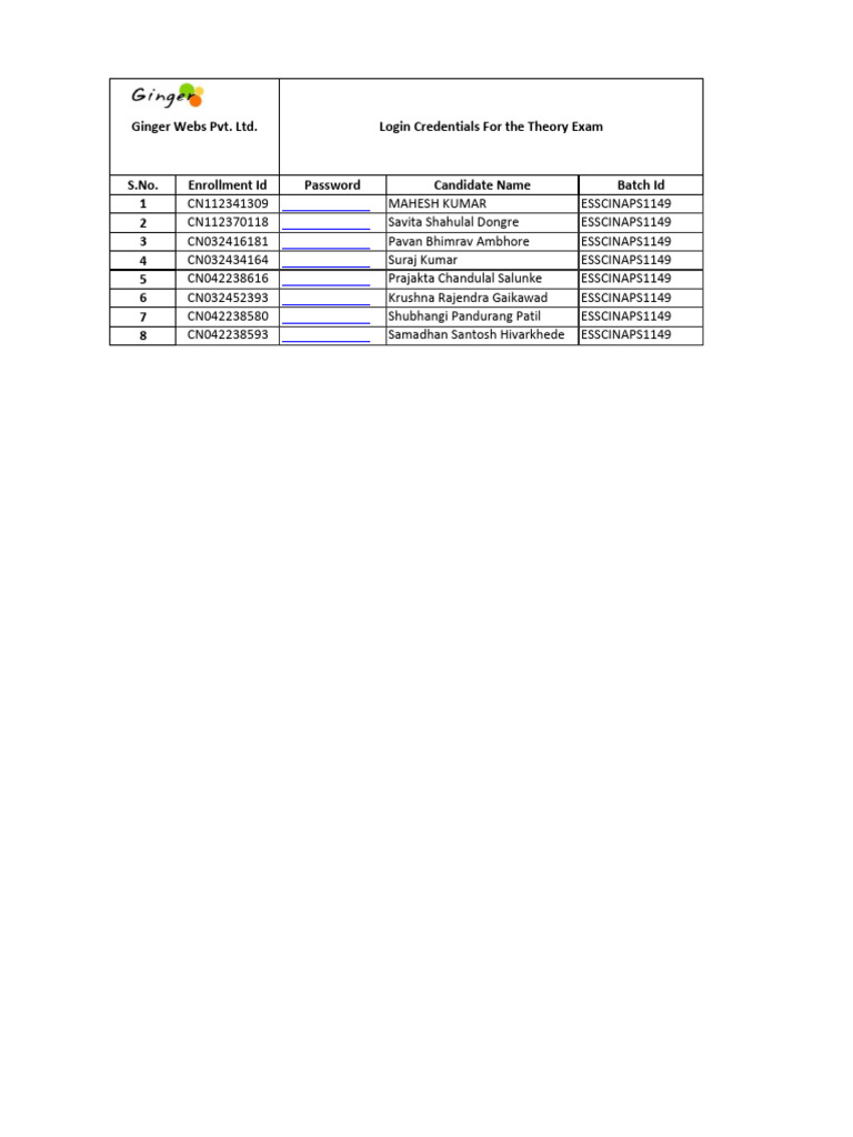 Login Credentials | PDF