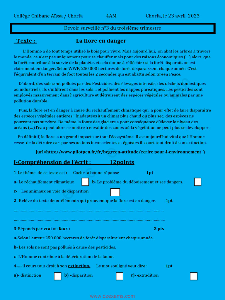 Dzexams 4am Francais 408365 | PDF