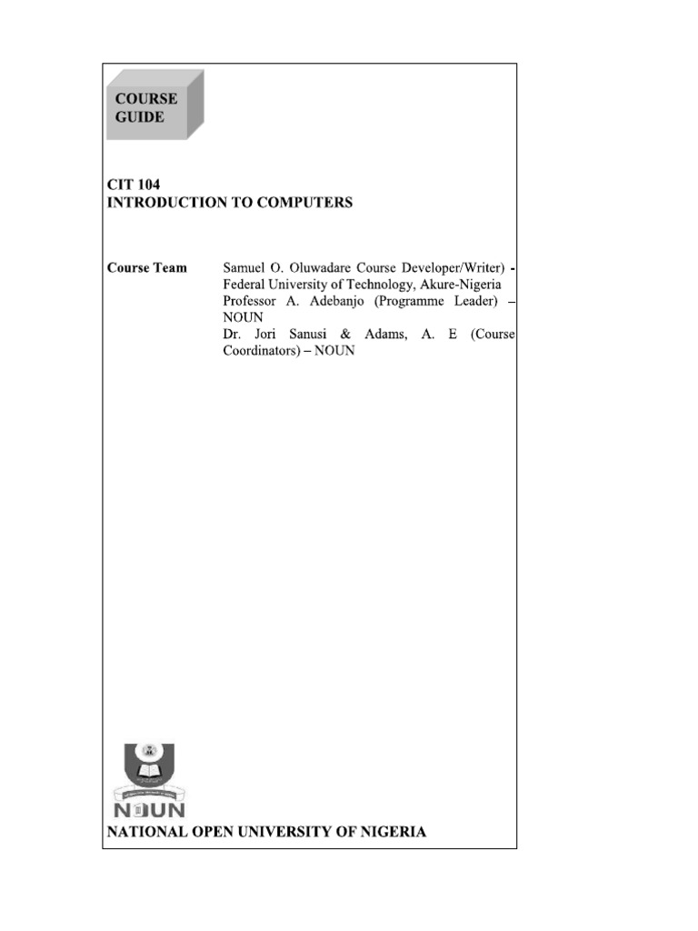 CIT104_INTRODUCTION TO COMPUTER SCIENCE | PDF