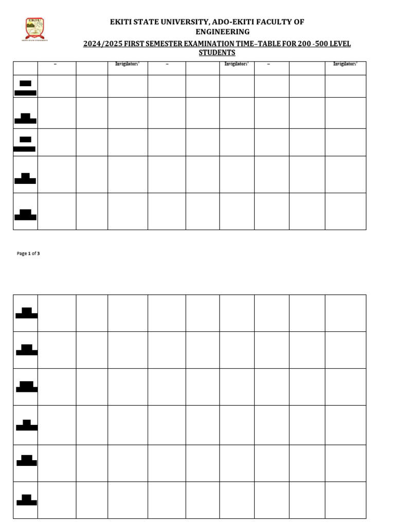 Amended 2024 - 2025 1st Sem Exam Timetable | PDF