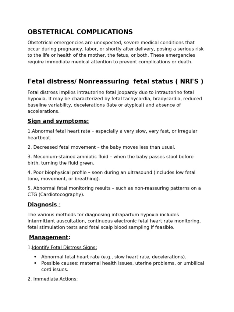 Obstetrical Emergencies and Puerperal Complications | PDF | Childbirth ...