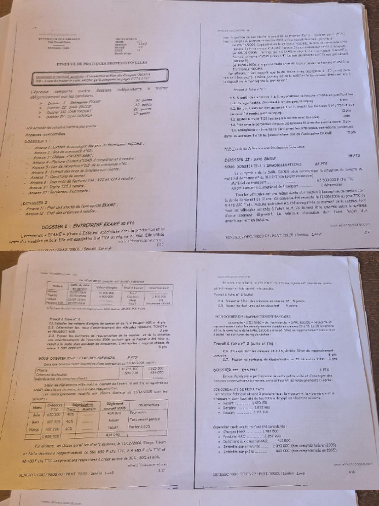 Compta Professionnelle 2007 Et Corrigé | PDF