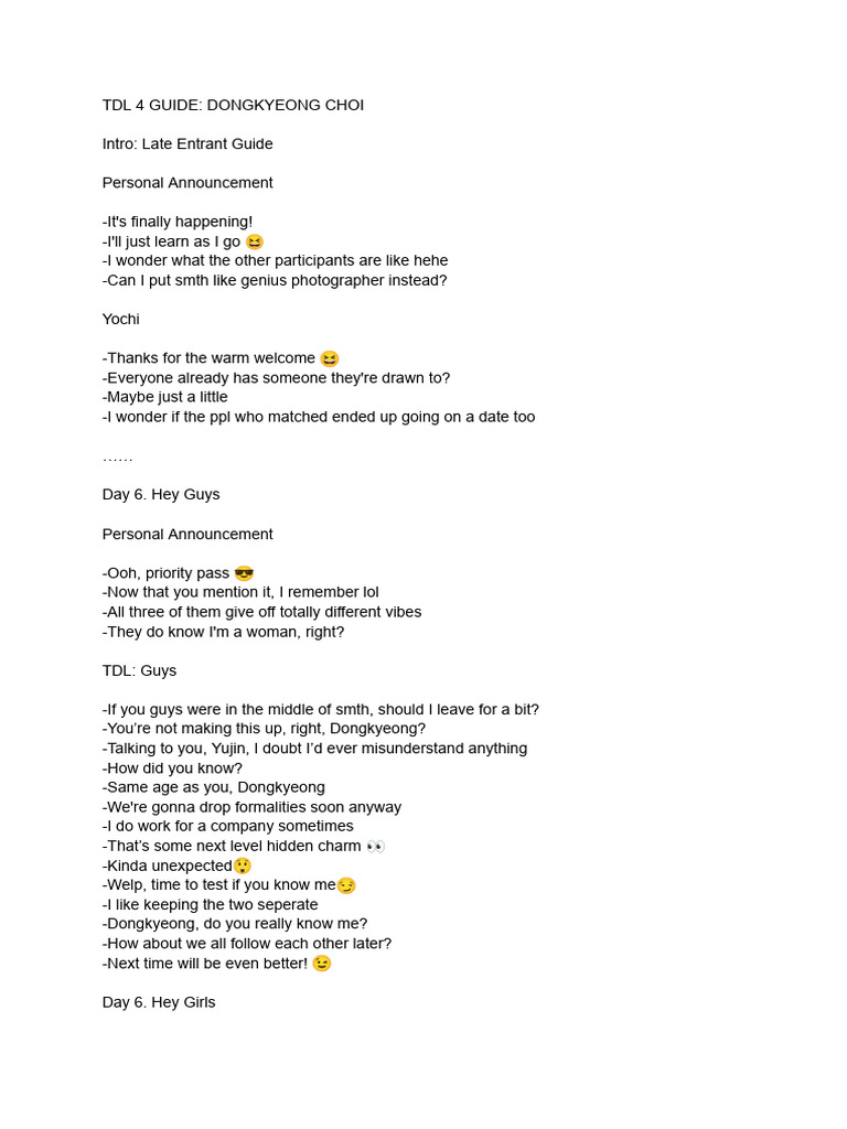 TDL 4 Guide - Dongkyeong Choi | PDF