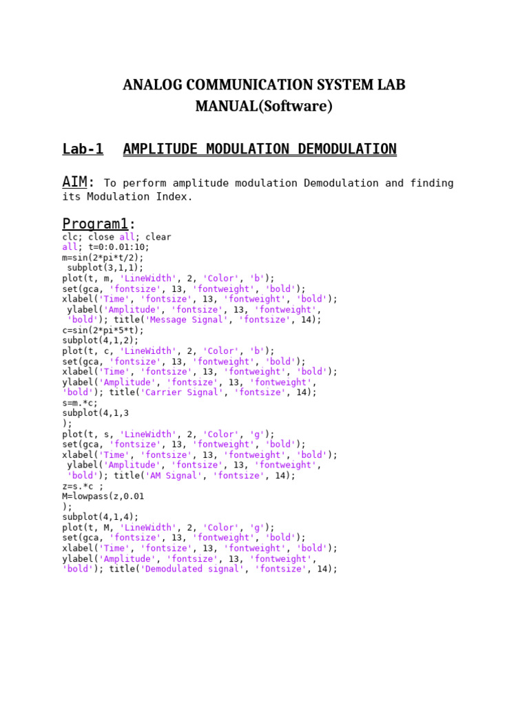 BECE304P-analog LAB SOFT COPY (2) (4) | PDF | Frequency Modulation | Modulation