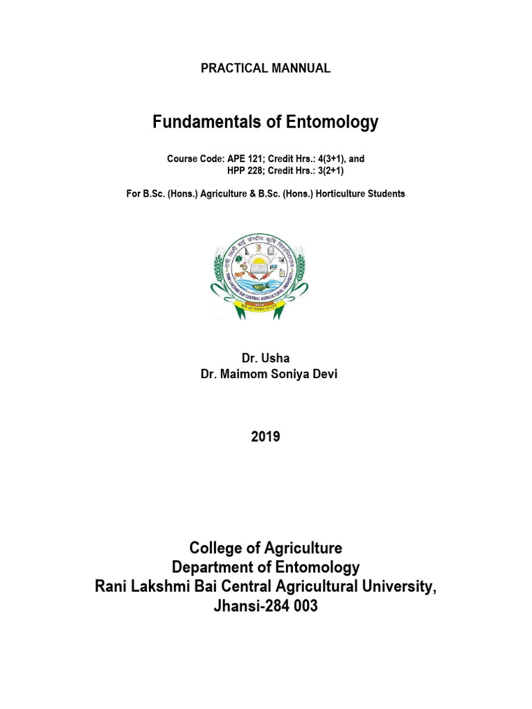 Practical Manual for Entomology Course | PDF | Insects | Hexapoda
