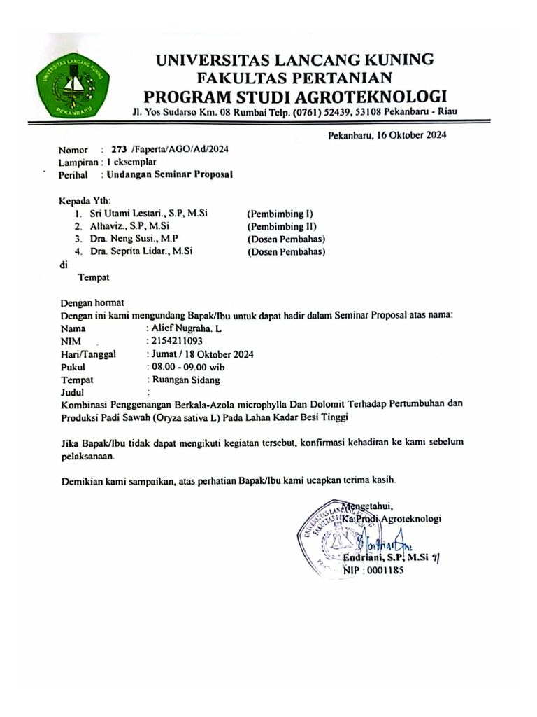 Undangan Seminar Alief | PDF