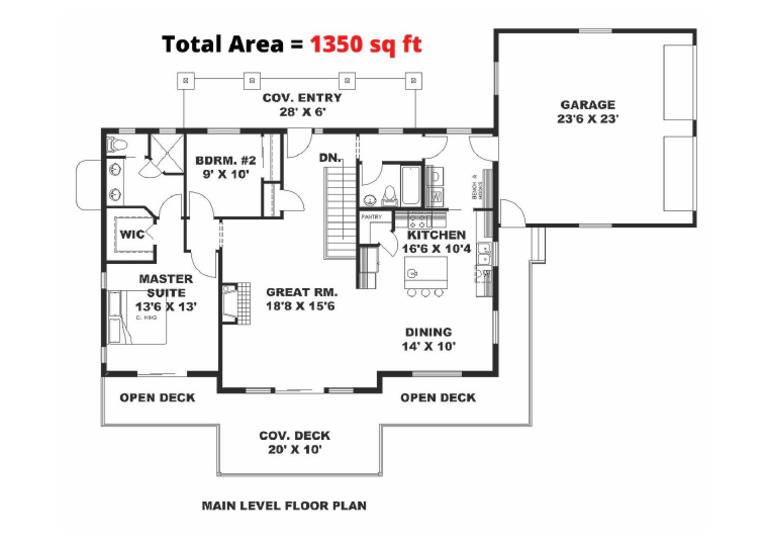 1350 SQ FT Modern House Plan | PDF