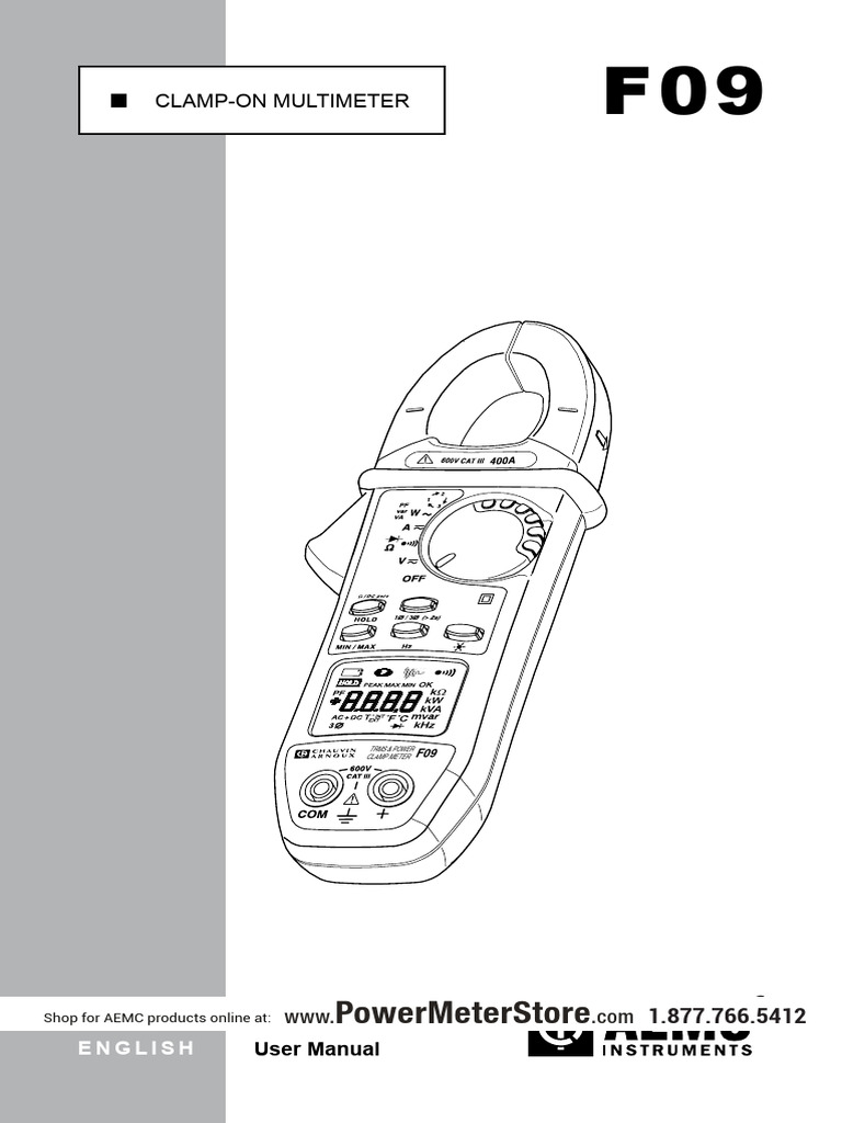 AEMC F09 Clamp-On Multimeter Manual | PDF | Calibration | Alternating ...