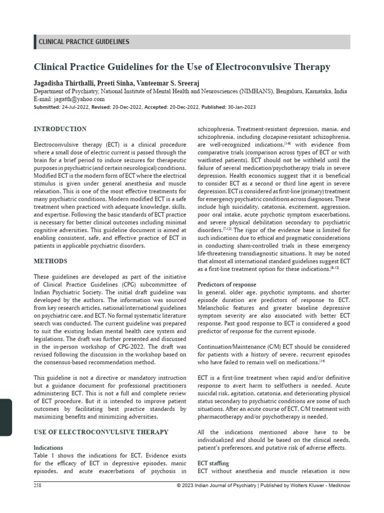 Ect CPG | PDF | Electroconvulsive Therapy | Anesthesia