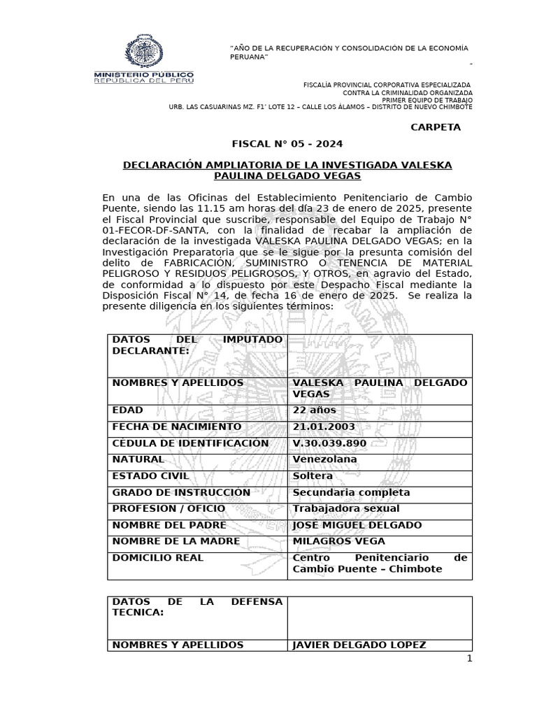 Declaracion Valeska | PDF | Justicia | Crimen y violencia
