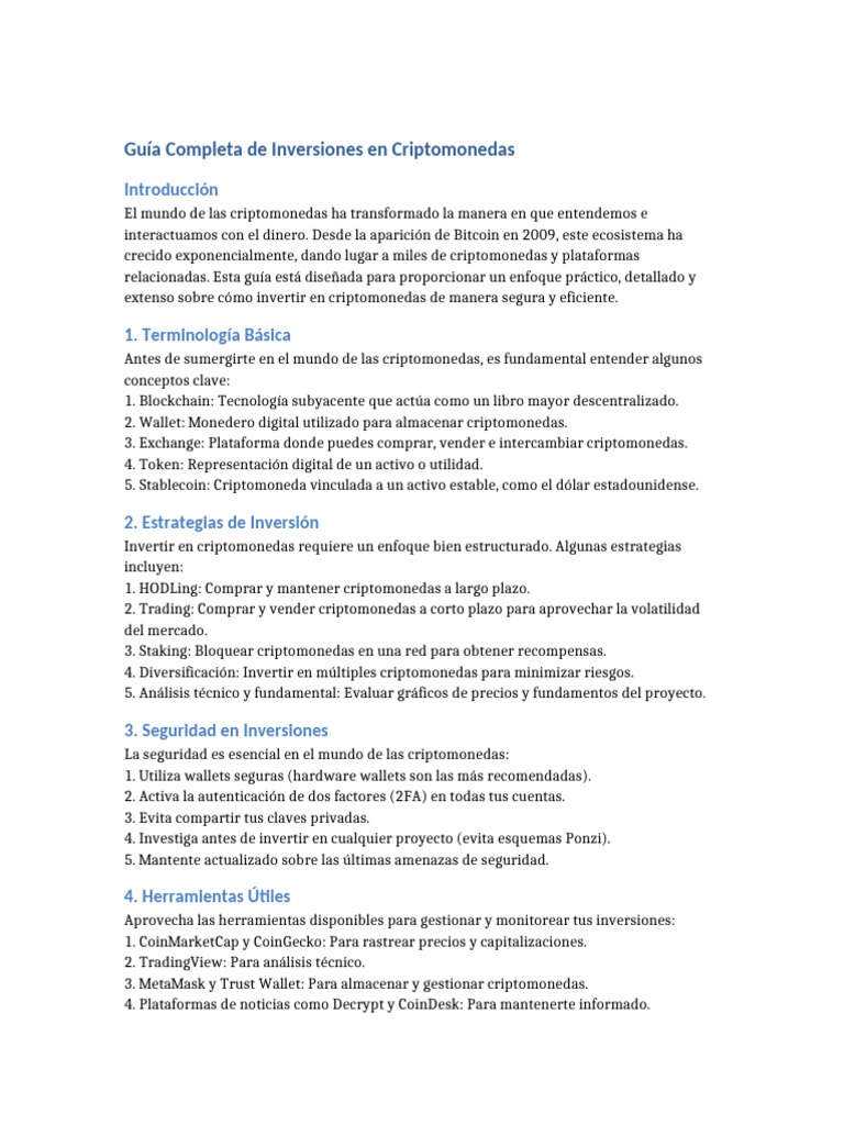 Guia Inversiones Criptomonedas Completa | PDF | Criptomoneda | Análisis técnico