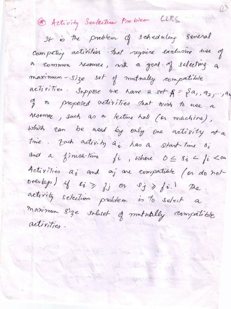 Greedy Approach Activity Selection | PDF