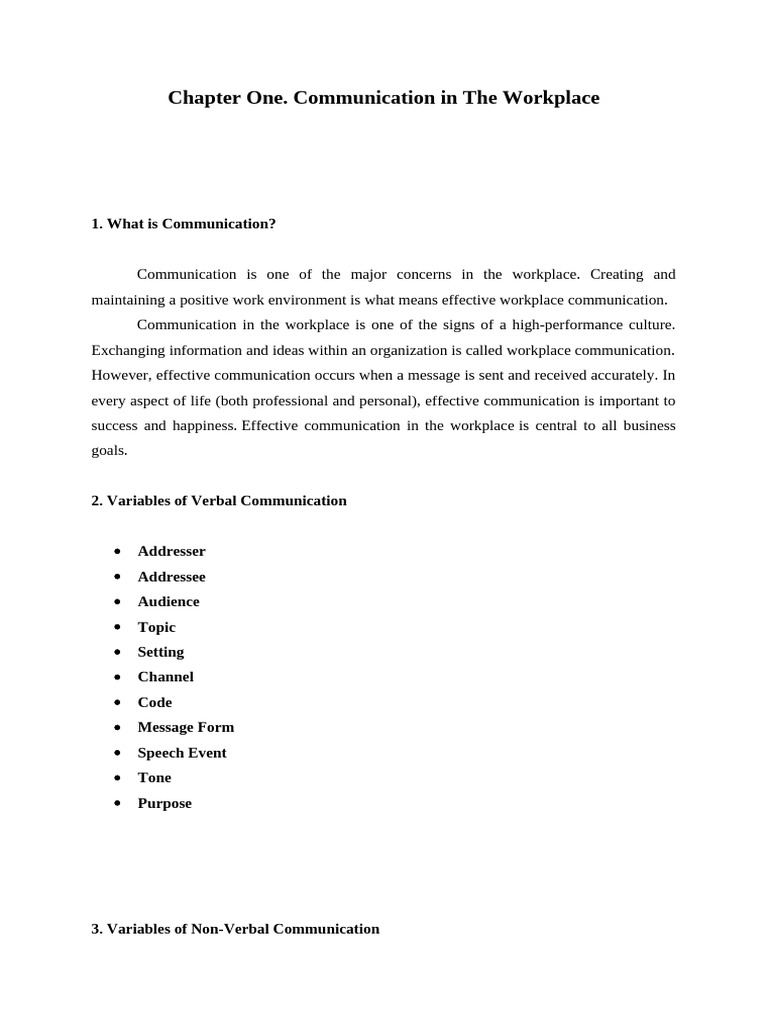 Chapter 1. Communication in The Workplace | PDF