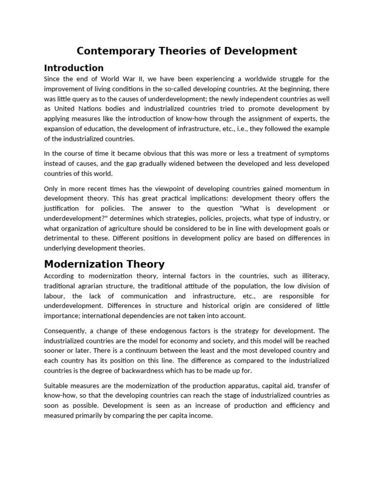 Theories of Development | PDF | World Systems Theory | Economies