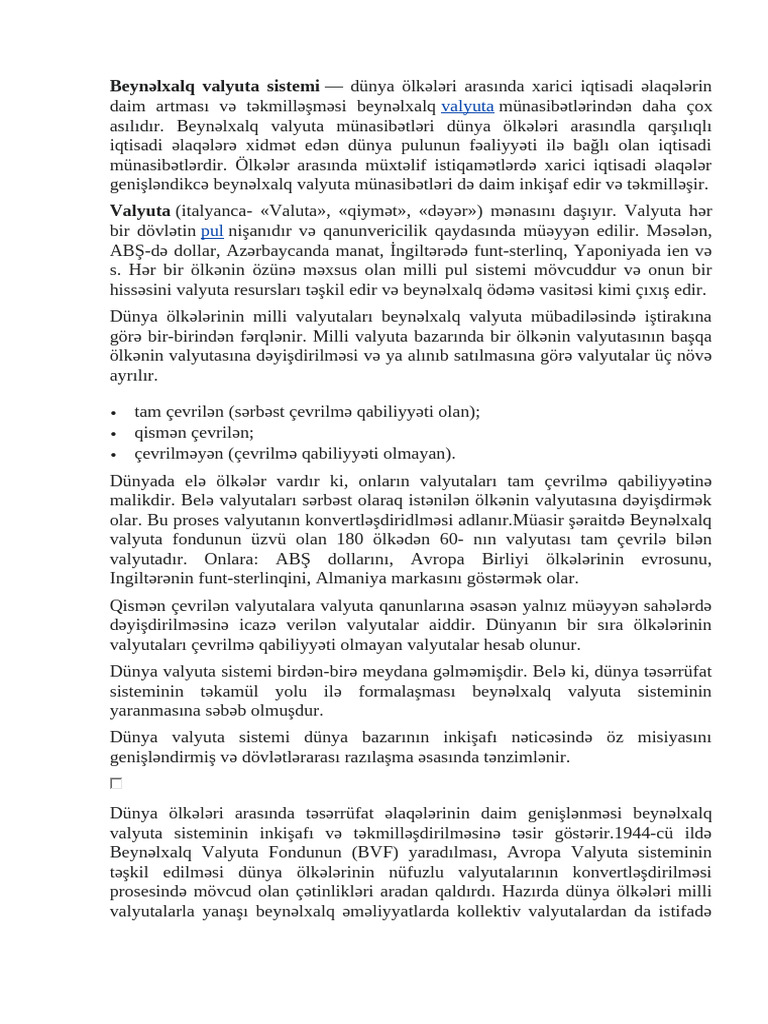 Beynəlxalq Valyuta Sistemi | PDF