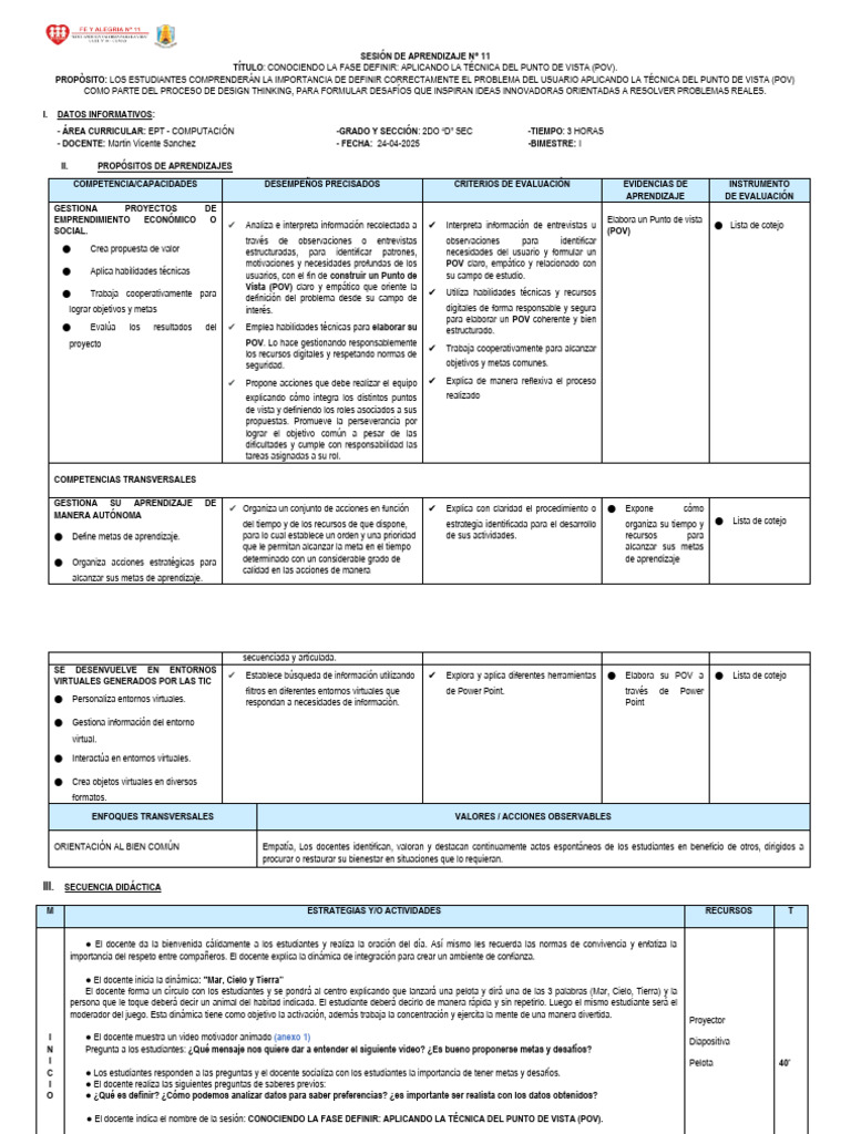Definiendo el Problema con POV | PDF | Aprendizaje | Evaluación