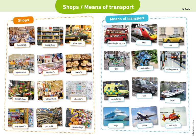Shops and Means of Transport Guide | PDF