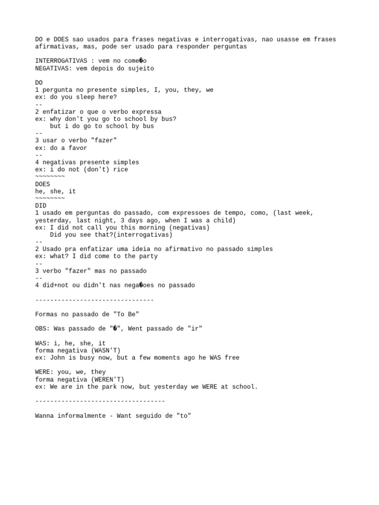 Verbo - DO, DOES e DID | PDF