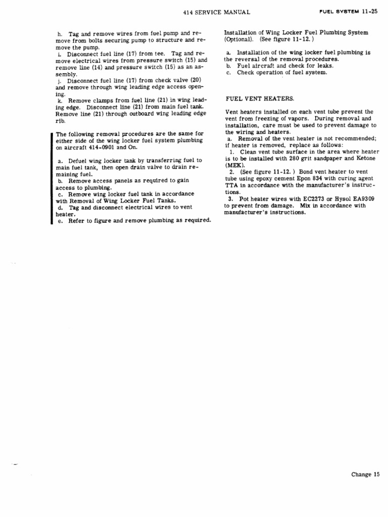 Wing Locker Fuel Plumbing - Fuel Vent Heaters | PDF