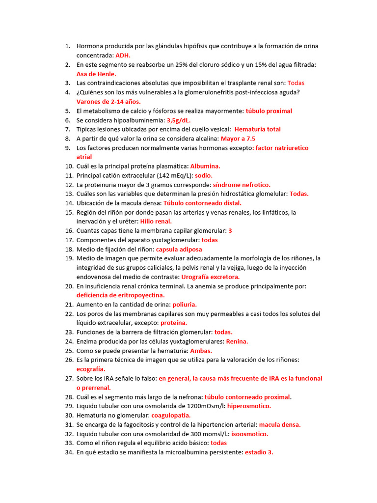 Guia Exam Nefro | PDF | Riñón | Sistema urinario