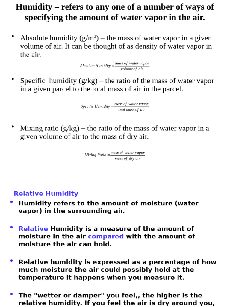 Humidity, Lapse Rates, Condensation, Clouds and Precipitation | PDF ...