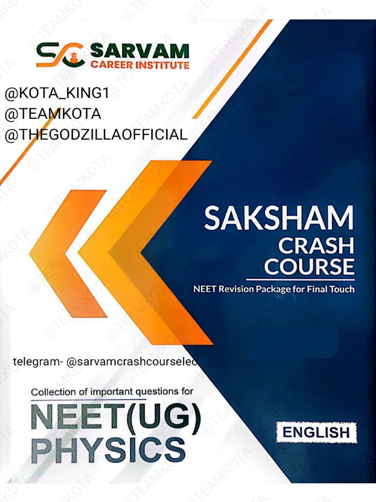 @THEGODZILLAOFFICIAL Physics Module Saksham Crash Course by @KOTA | PDF