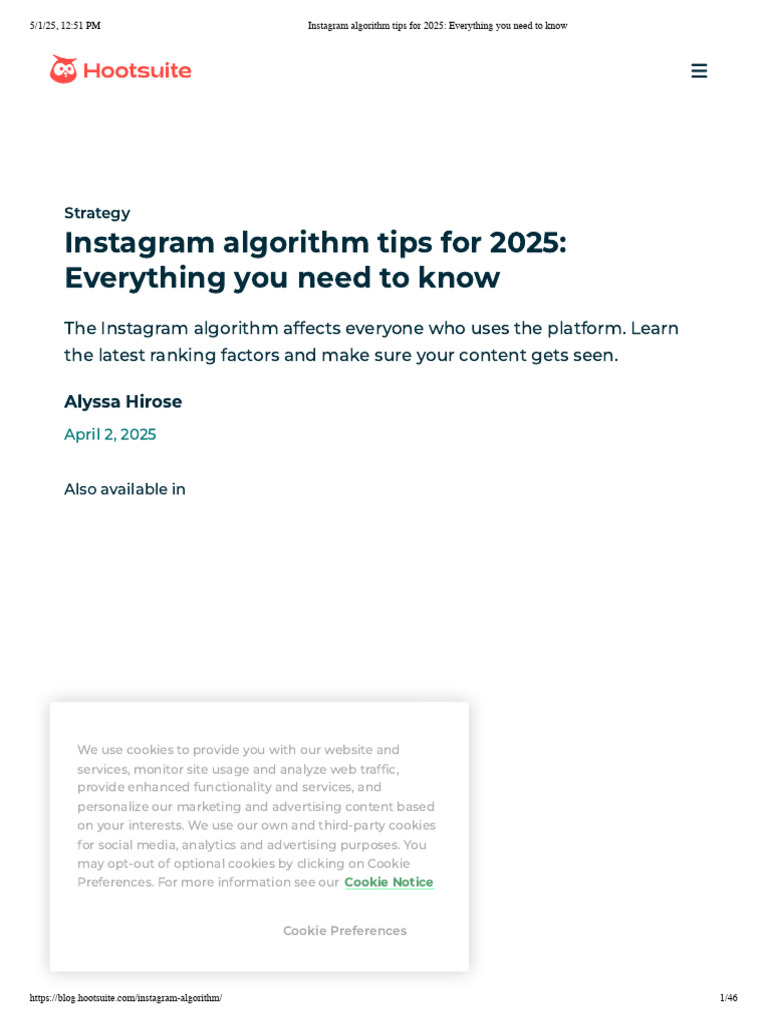 Instagram Algorithm Tips for 2025_ Everything You Need to Know | PDF | Http Cookie | Artificial ...