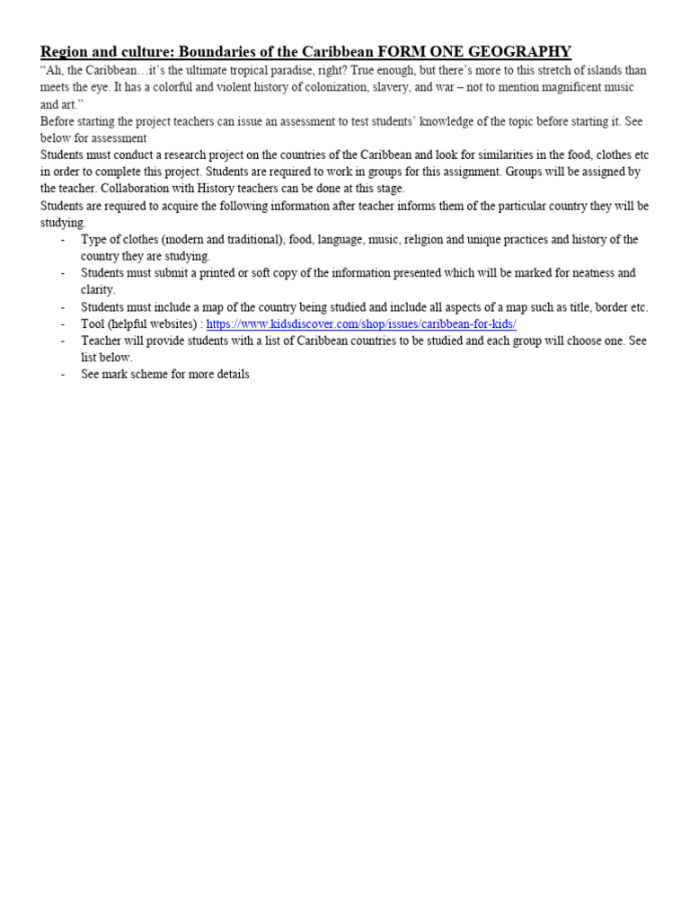 Countries of The Caribbean Form 1 | PDF | Caribbean | Atlantic Hurricanes