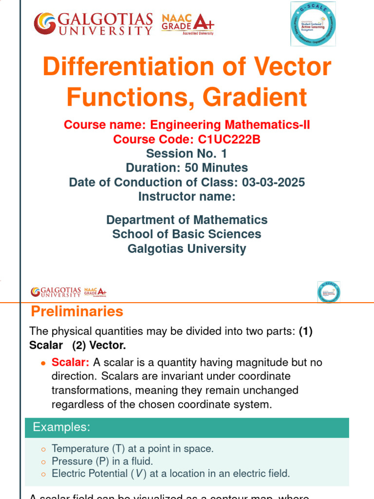 Differentiation of Vector Functions Gradient | PDF | Gradient | Euclidean Vector