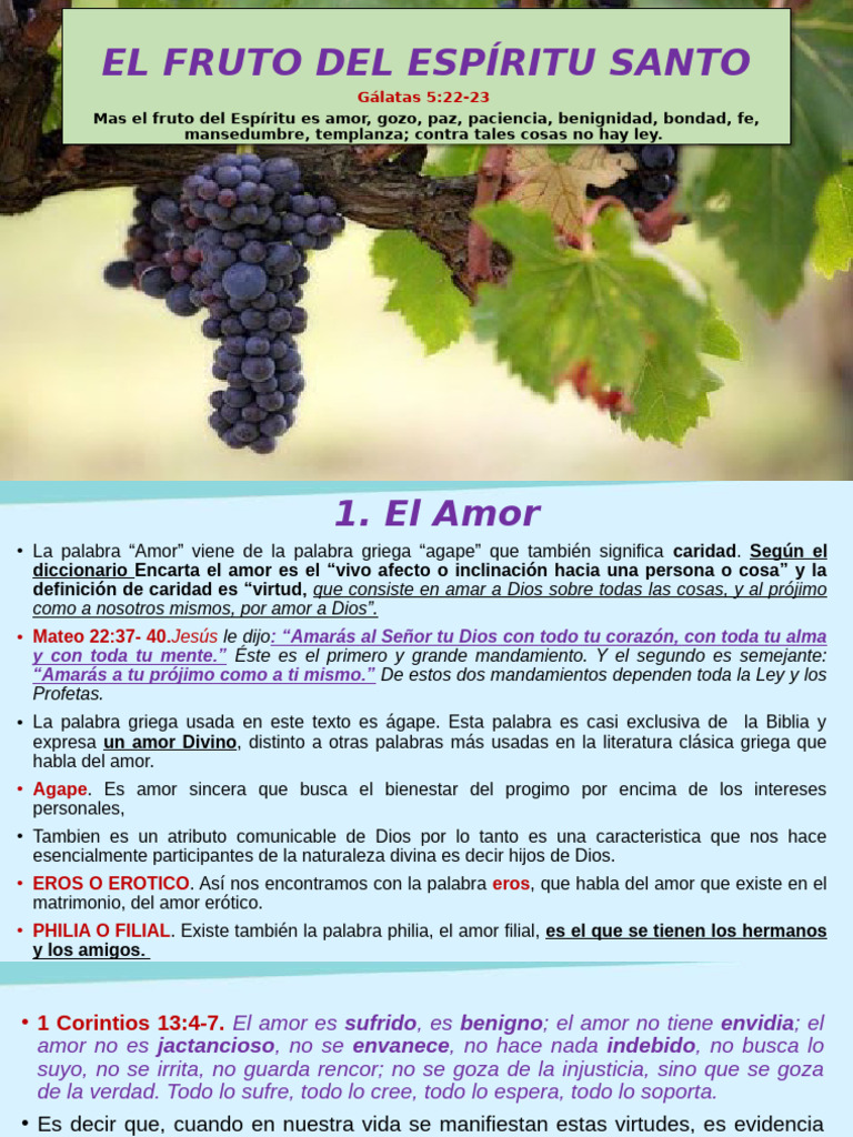 Fruto del Espíritu: Amor, Gozo y Paz | PDF | Fruto Del Espiritu Santo ...