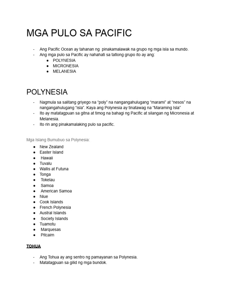 Mga Pulo Sa Pacific | PDF