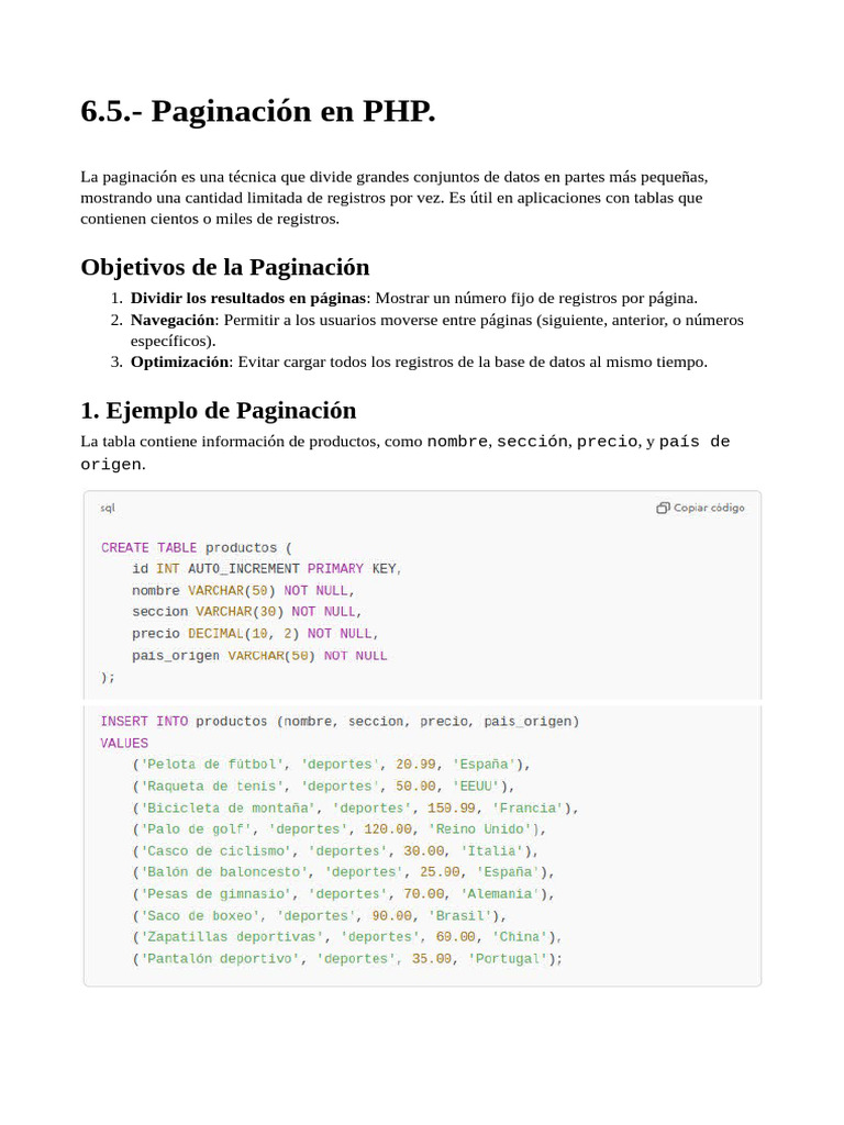 6.4. - Paginación | PDF | Hipervínculo | Bases de datos