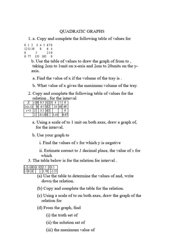 Quadratic Graphs and Relations Analysis | PDF | Cartesian Coordinate ...