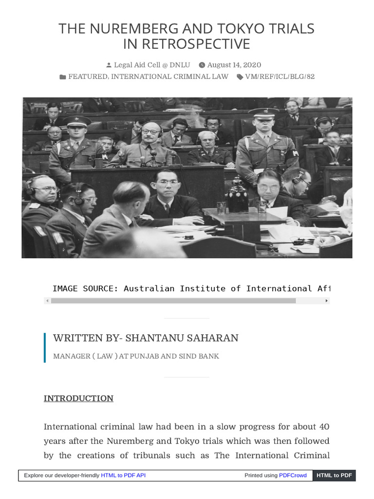 Nuremberg and Tokyo Trials | PDF | Nuremberg Trials | Crimes Against ...