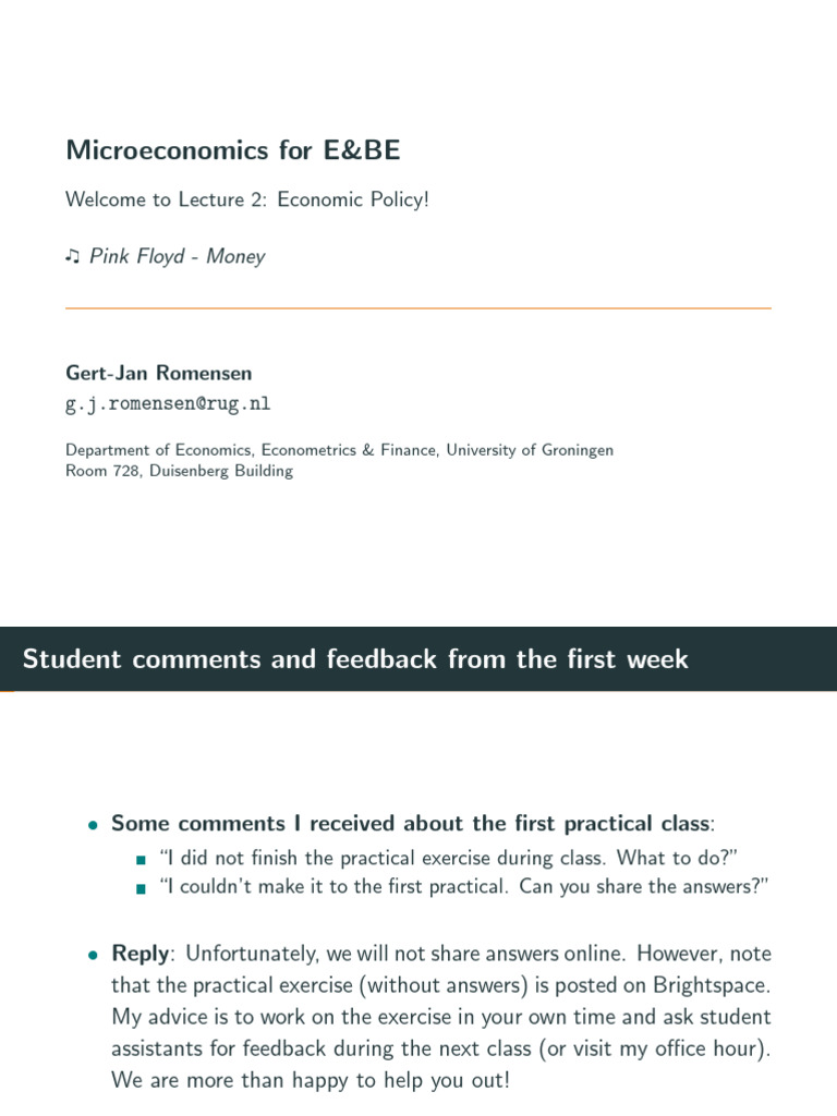 Handout - Lecture 2 - Microeconomics For E&BE | PDF | Economic Surplus ...